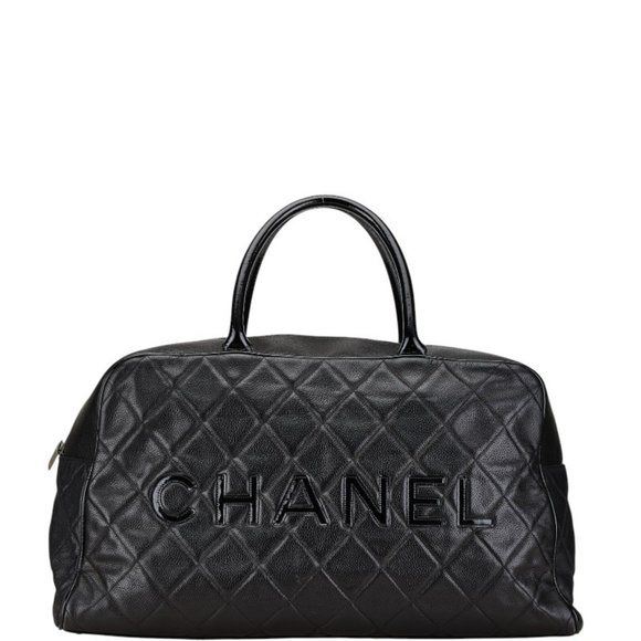 CHANEL | Bags | Chanel Matelasse Boston Bag Black Caviar Skin Womens ...